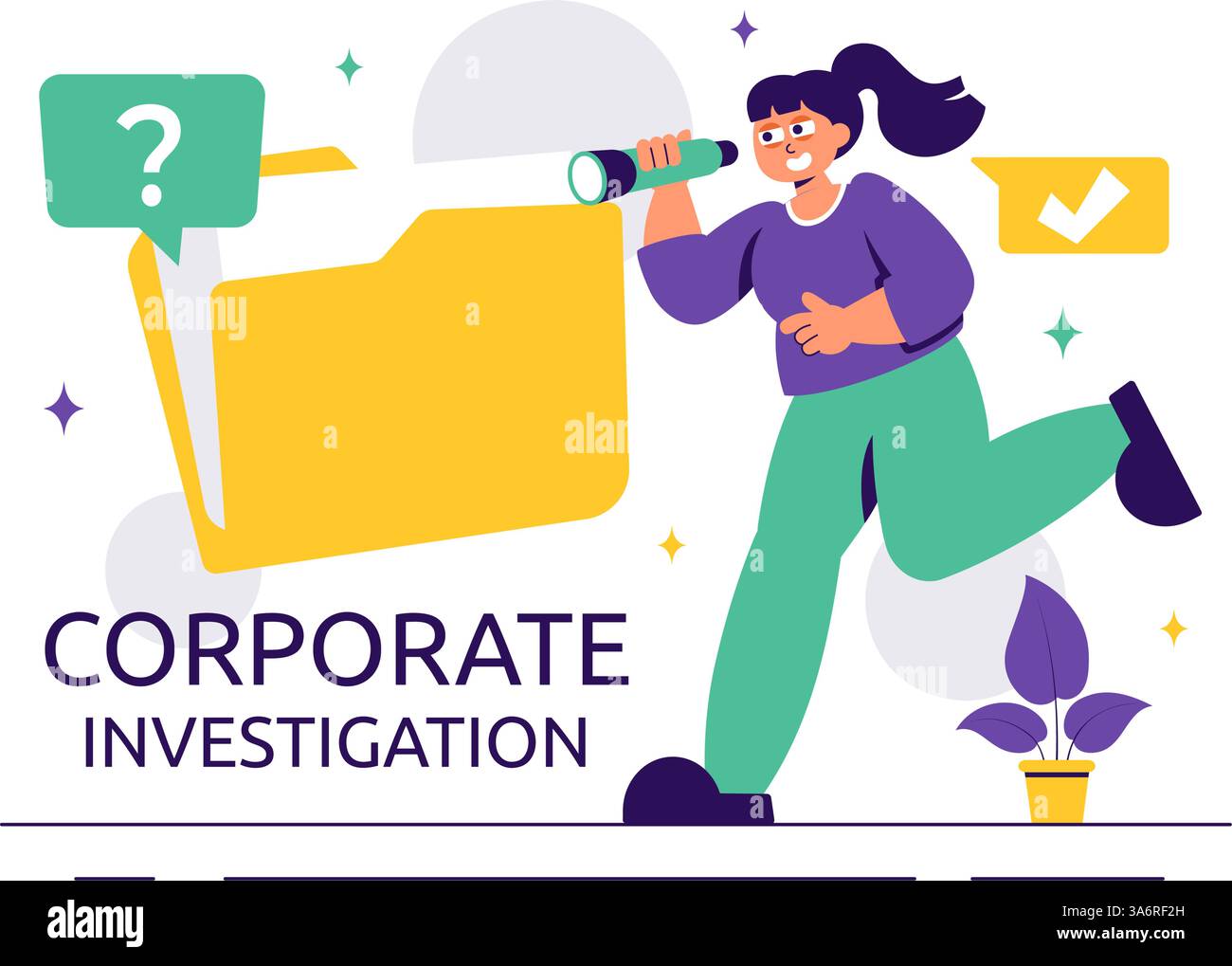 Corporate Investigation Vector Illustration Featuring Observation ...