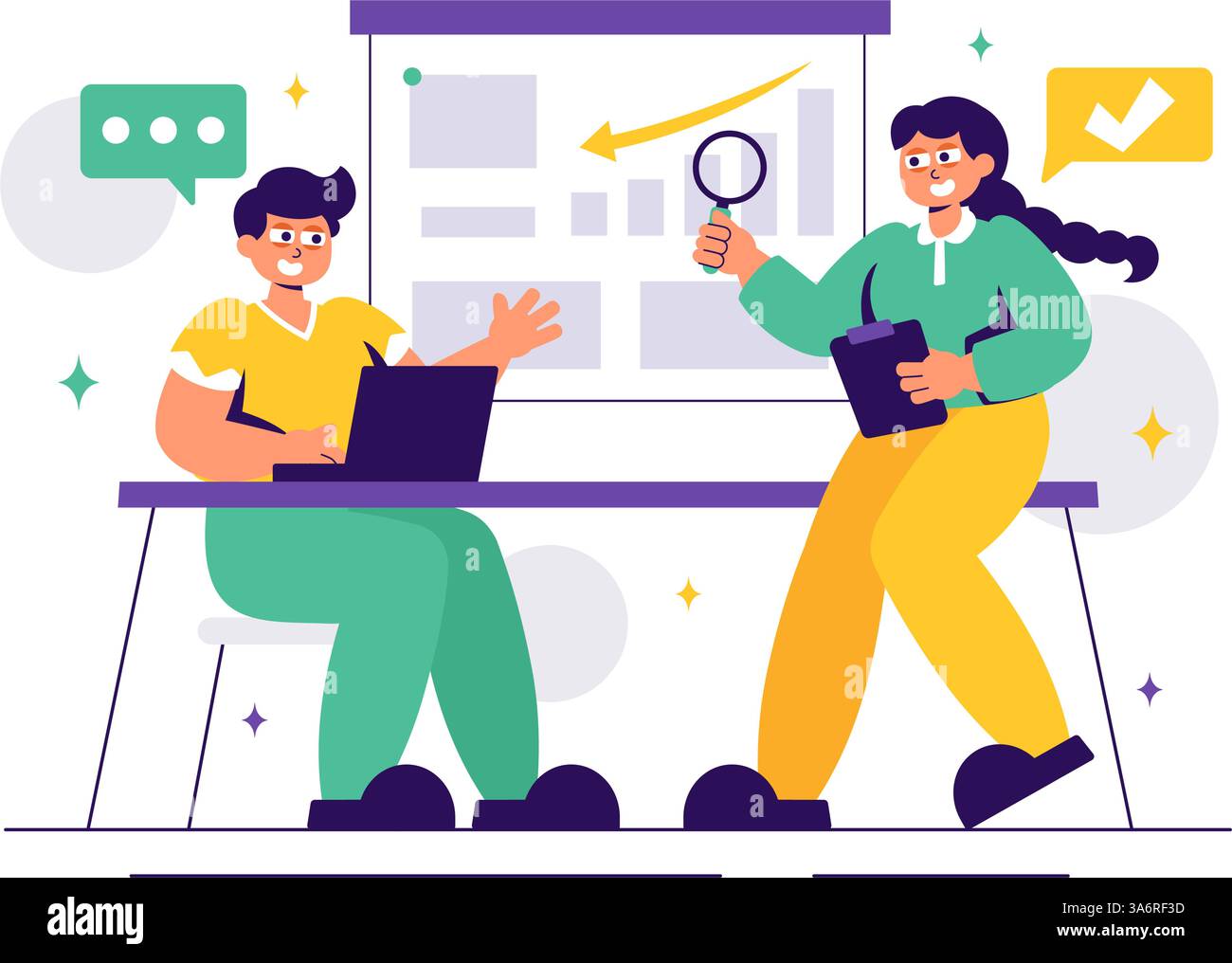 Corporate Investigation Vector Illustration Featuring Observation ...