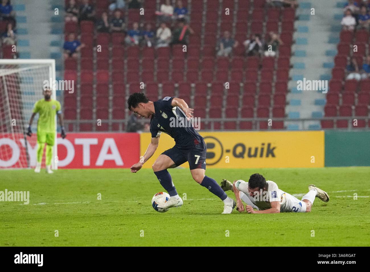 SUPACHOK SARACHAT #7 of Thailand(blue), control the ball during the AFC Asian Cup Saudi Arabia ...