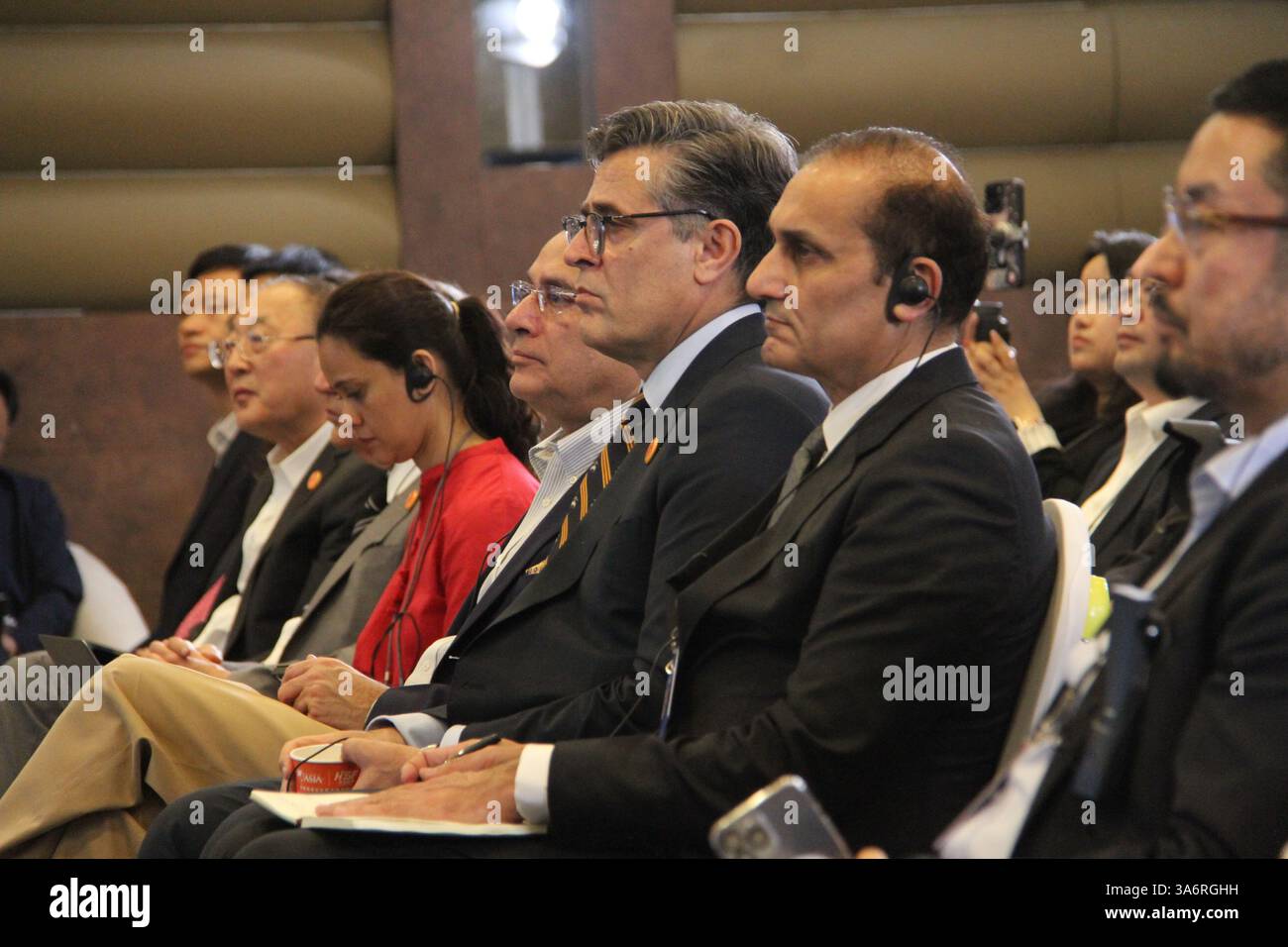 Boao. 25th Mar, 2025. Guests attend a high-level dialogue themed "China ...