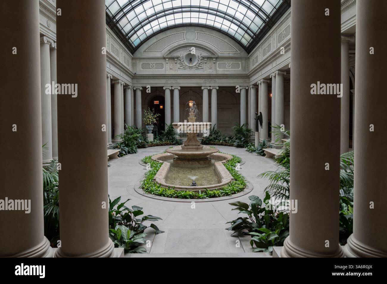 New York, NY, March 25, 2025: View of the Garden of The Frick ...