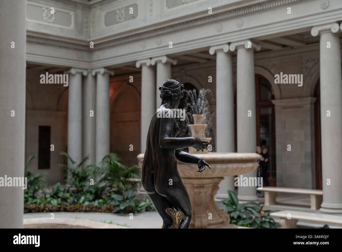 New York, NY, March 25, 2025: View of the Garden of The Frick ...