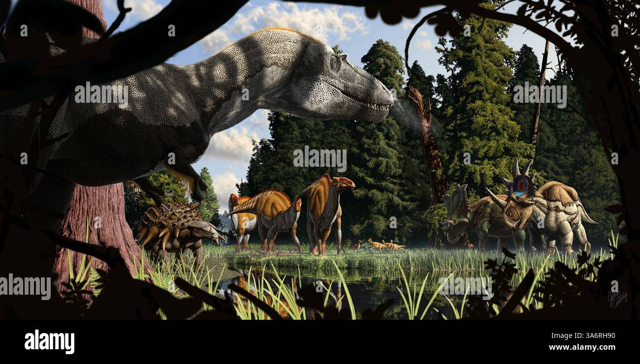 Illustration of fauna and flora in what is now Alberta, Canada, and ...