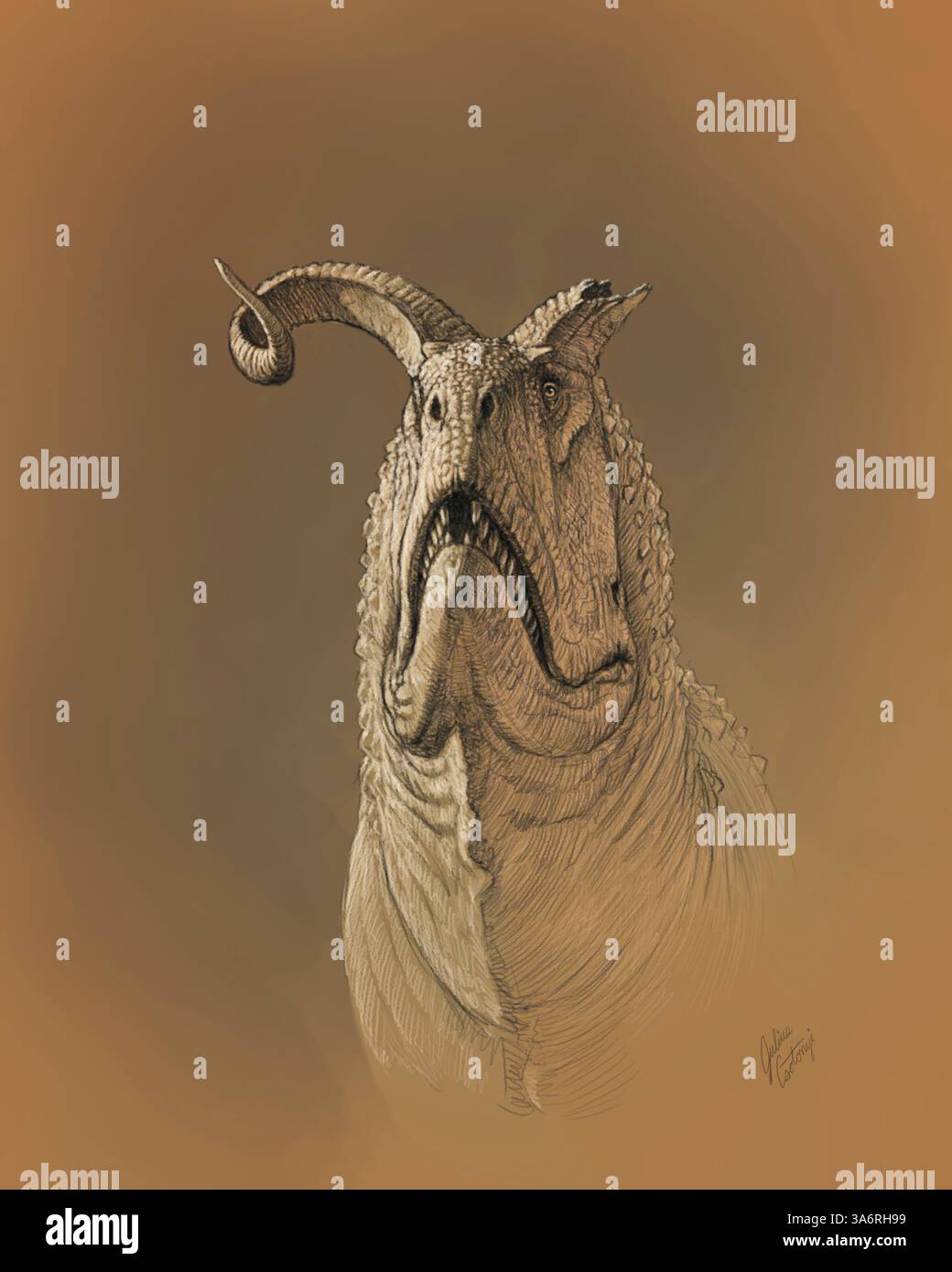 Illustration of the horned Late Cretaceous (101-66 million years ago ...