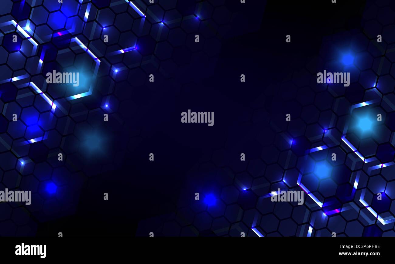 blue hexagons pattern background,abstract dark blue gradient diagonal light and line hexagon ...