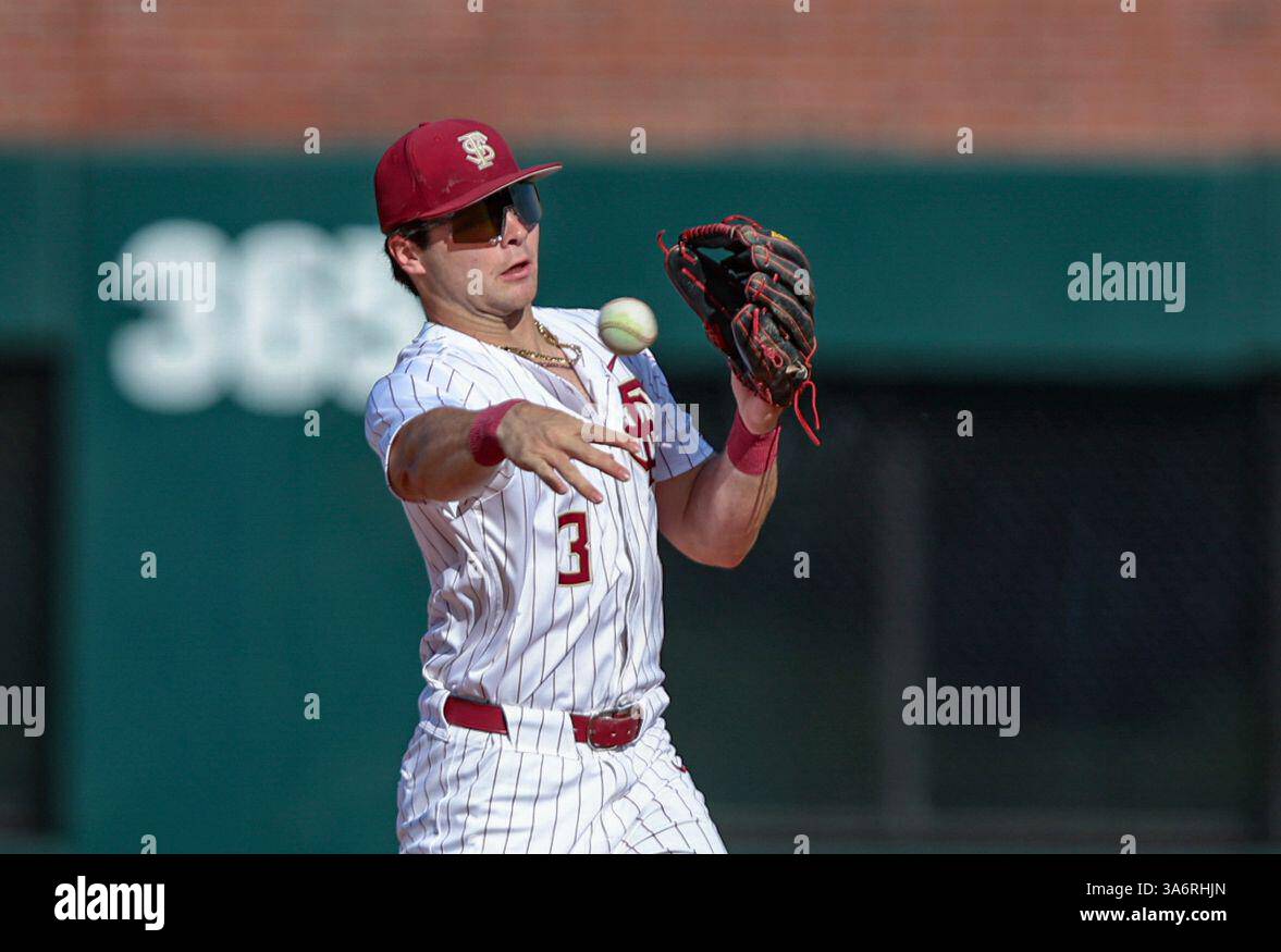 Florida State infielder Drew Faurot (3) warms up before an NCAA ...