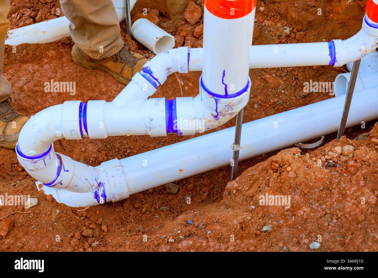Connected pvc wastewater pipe sections hi-res stock photography and ...