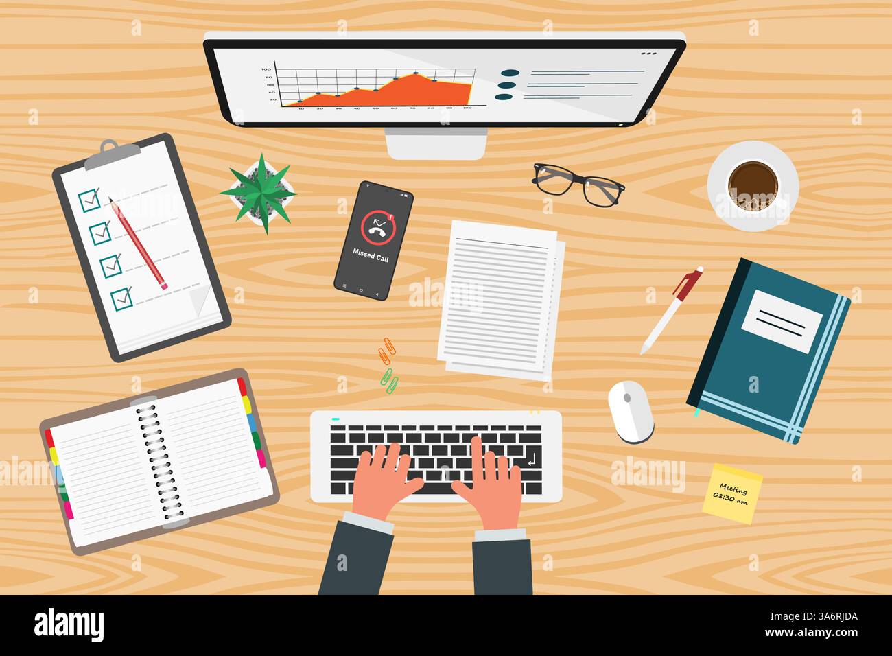 View study desk computer Stock Vector Images - Alamy