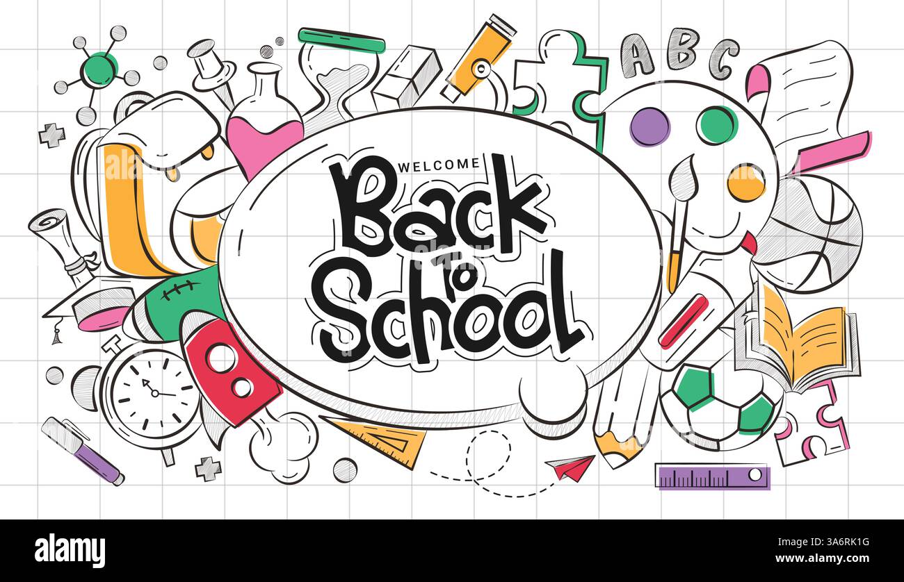 Back to school greeting clipart template design. Welcome back to school ...