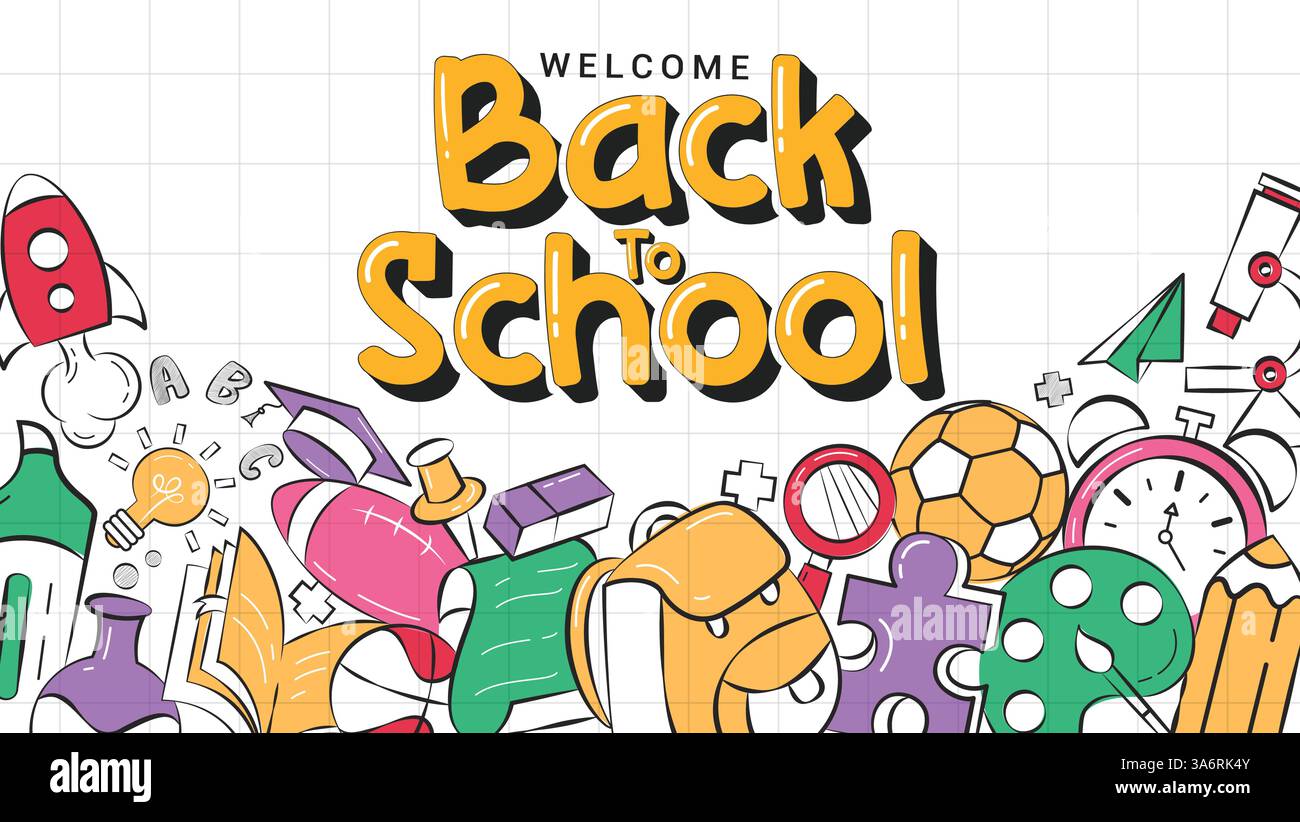 Back to school greeting clipart background design. Welcome back to ...