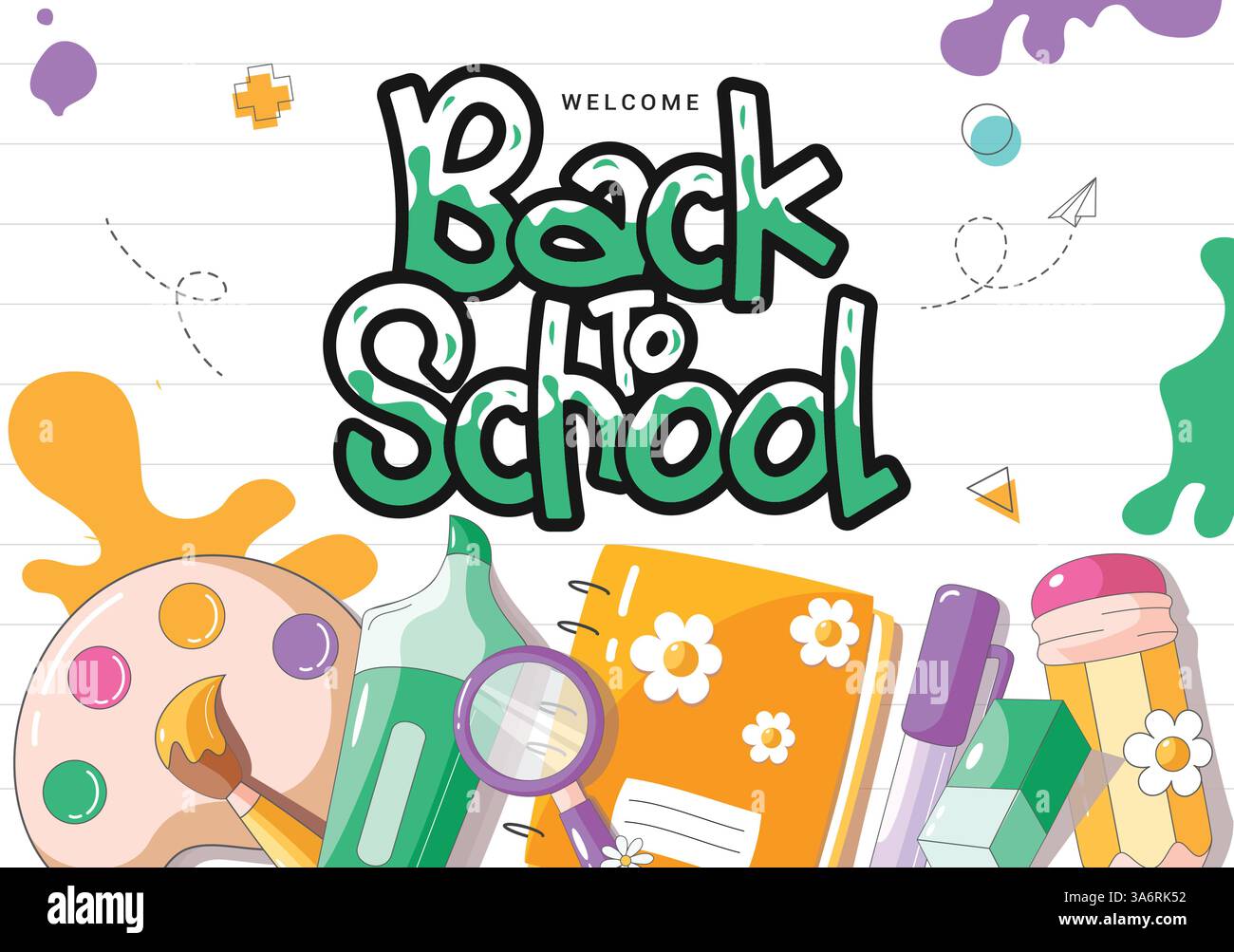 Back to school greeting clipart background design. Welcome back to ...
