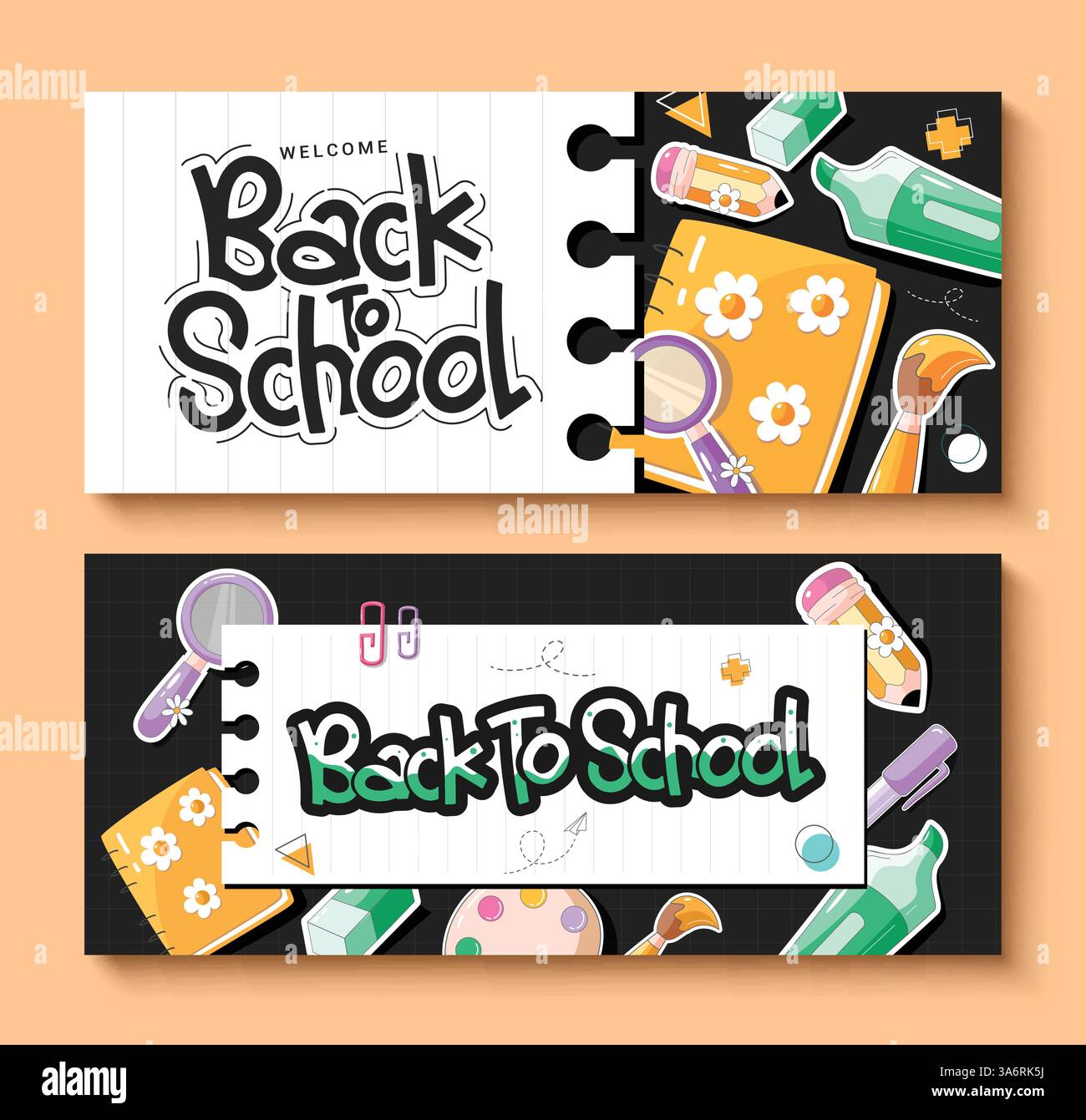 Welcome back to school clipart banner set. Back to school text clip art ...
