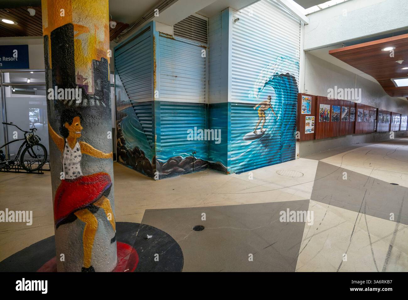 Decorative murals and Street Art in an arcade at Coolangatta at the ...