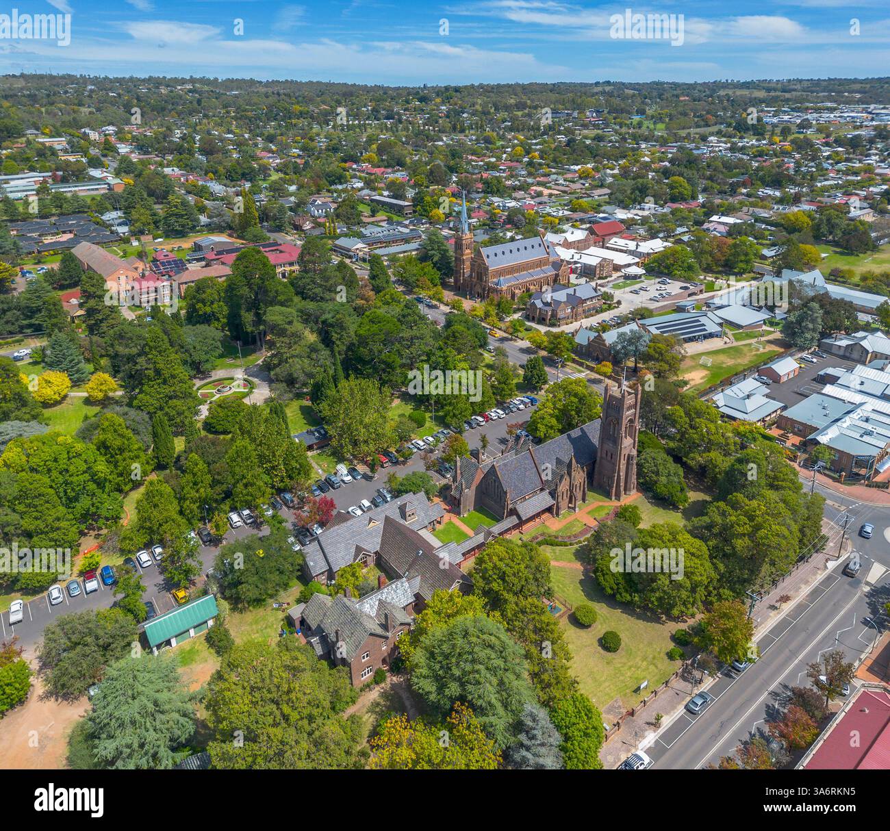 Aerial view of St Peters Anglican Cathedral in Armidale, New South ...