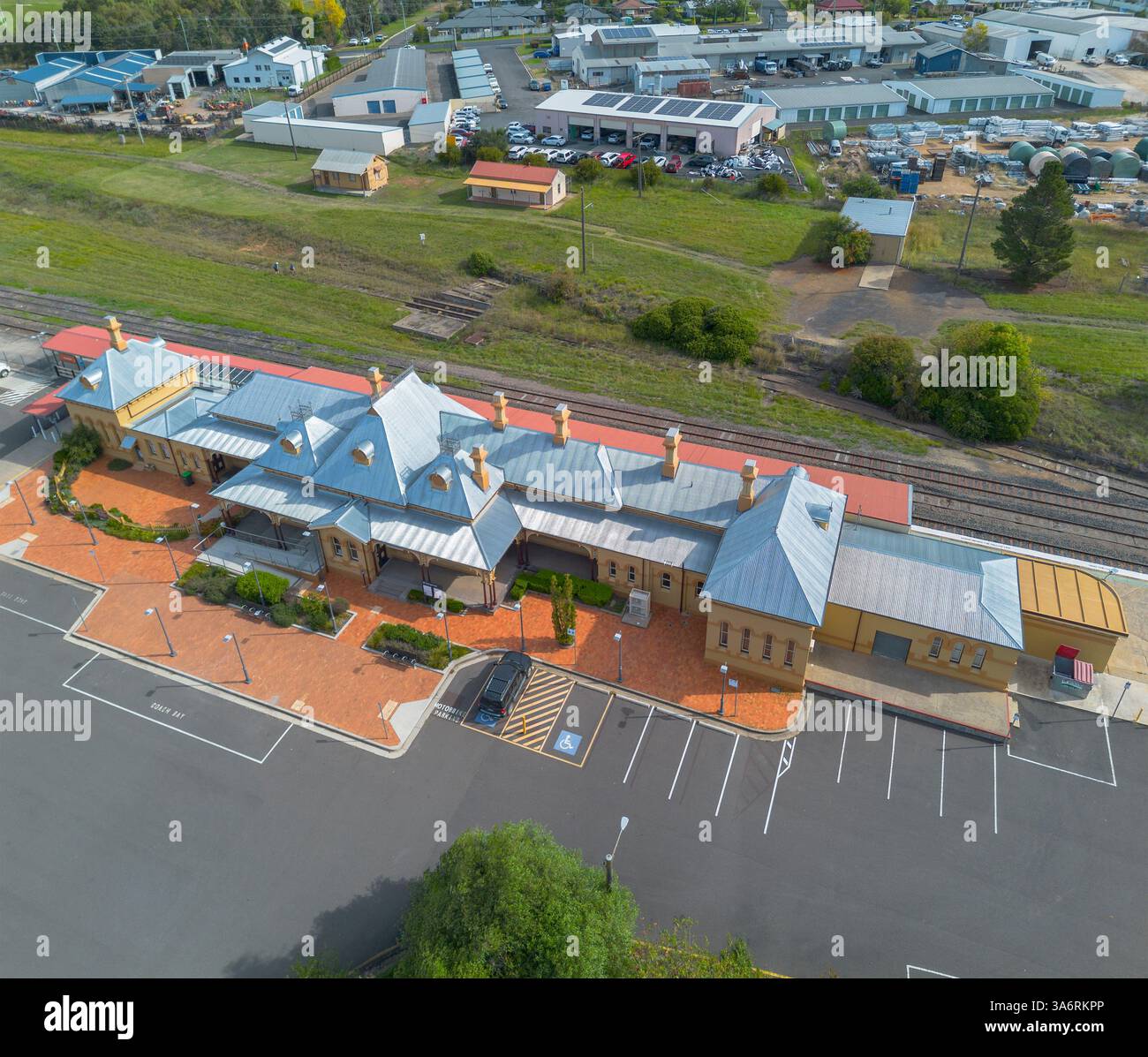 Aerial view of the Railway Station in Armidale, New South Wales ...