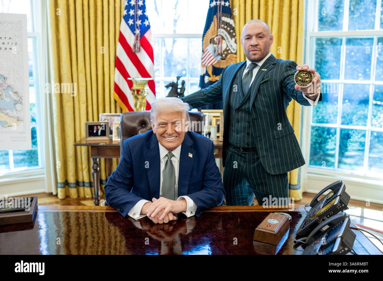 President Donald Trump meets with Conor McGregor and family in the Oval Office, March 17, 2025 ...