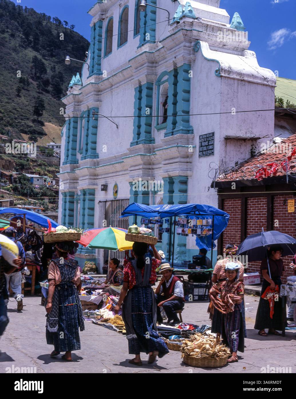 indigenous market in Guatemala, Los Altos,Almolonga city Stock Photo ...