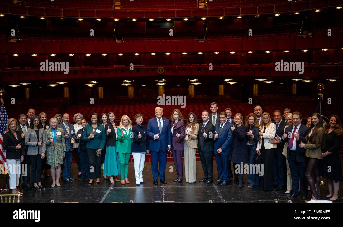 President Donald Trump participates in a Kennedy Center Board Meeting ...