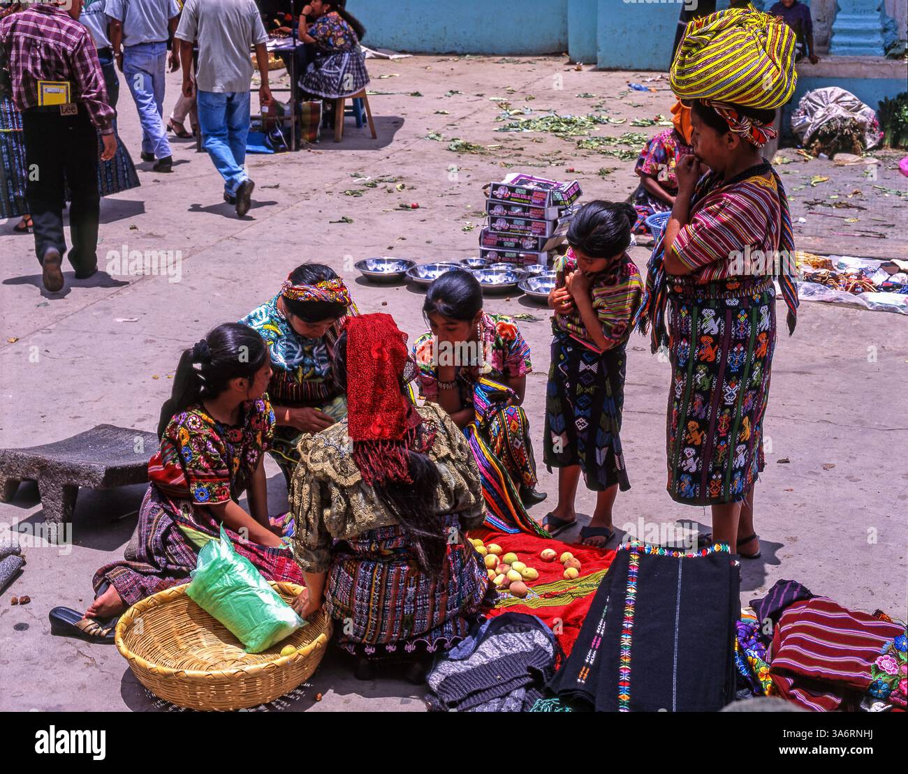 indigenous market in Guatemala, Los Altos,Almolonga city Stock Photo ...