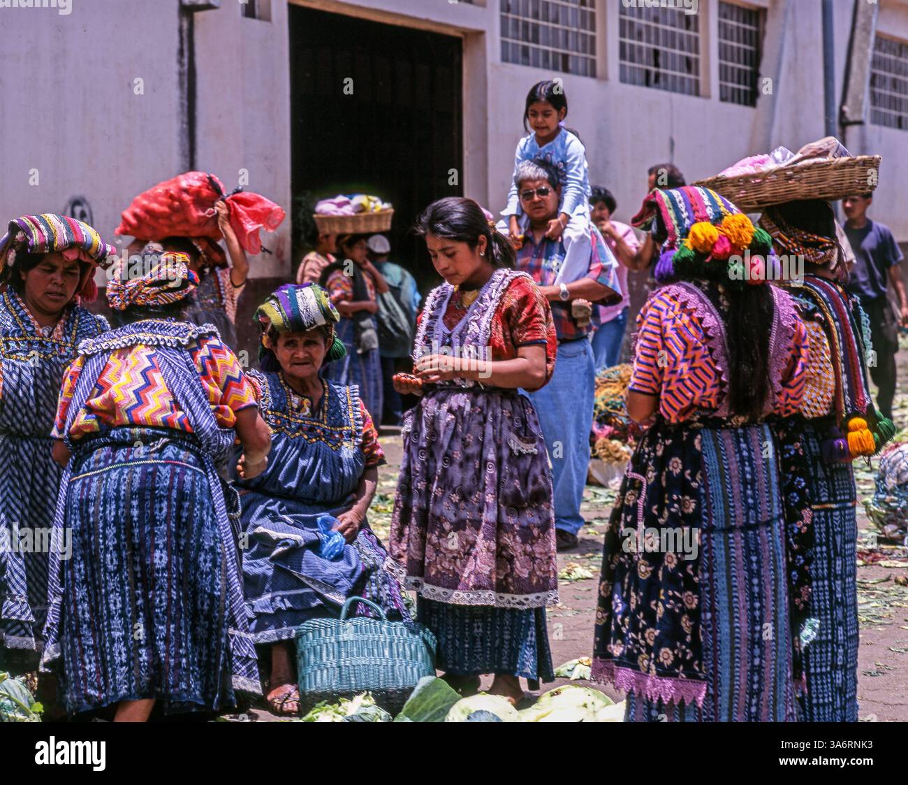 indigenous market in Guatemala, Los Altos,Almolonga city Stock Photo ...