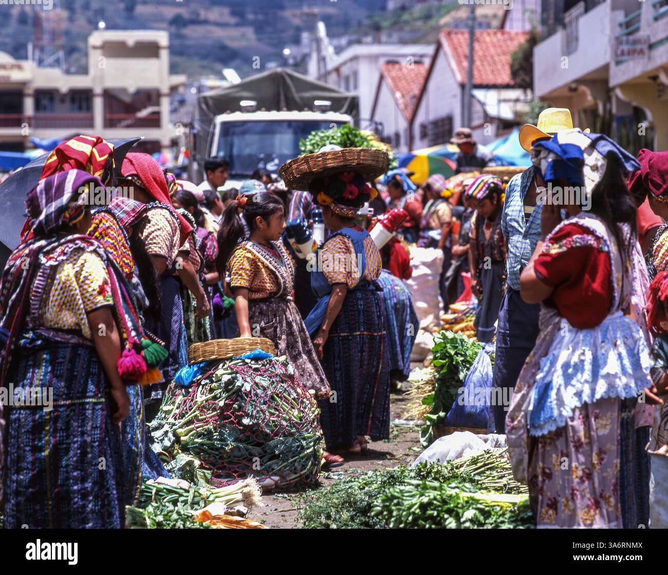 indigenous market in Guatemala, Los Altos,Almolonga city Stock Photo ...