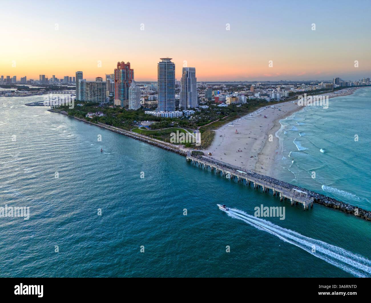 Miami Beach skyline aerial view. Miami city from drone. Tropical Miami ...