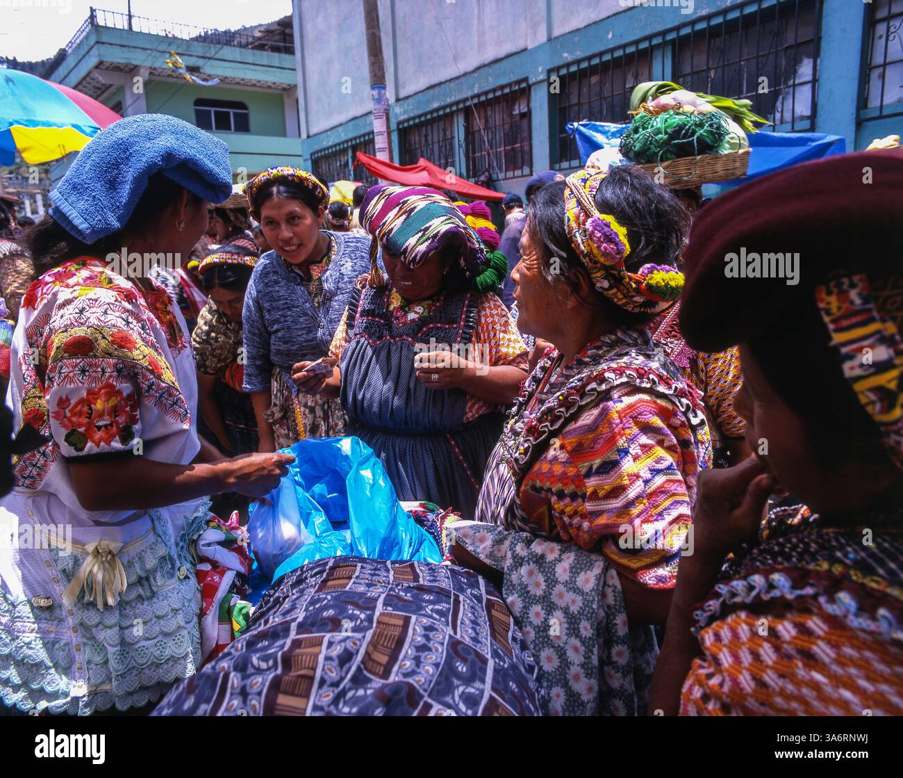 indigenous market in Guatemala, Los Altos,Almolonga city Stock Photo ...