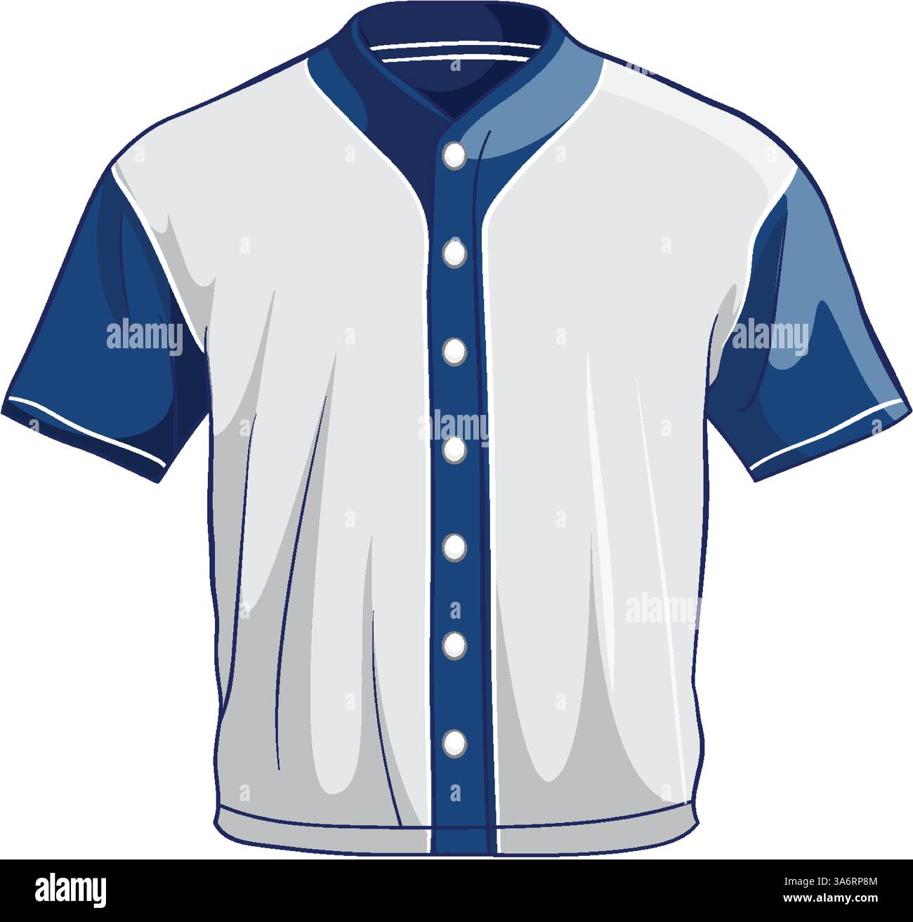 Vector illustration of a classic baseball jersey in blue and white ...