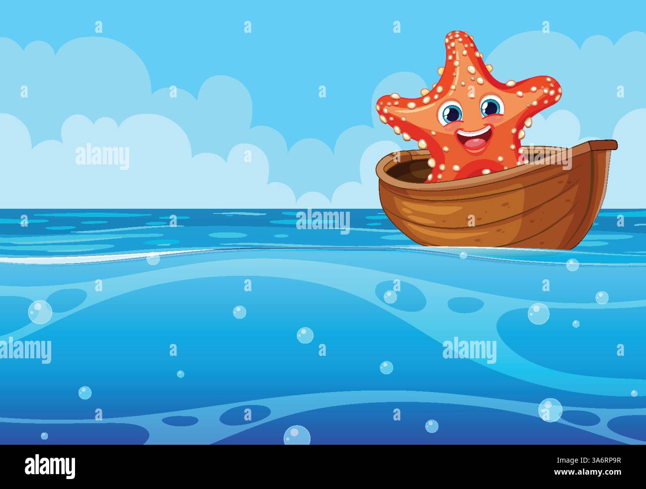 Happy starfish in a boat on the sea Stock Vector Image & Art - Alamy