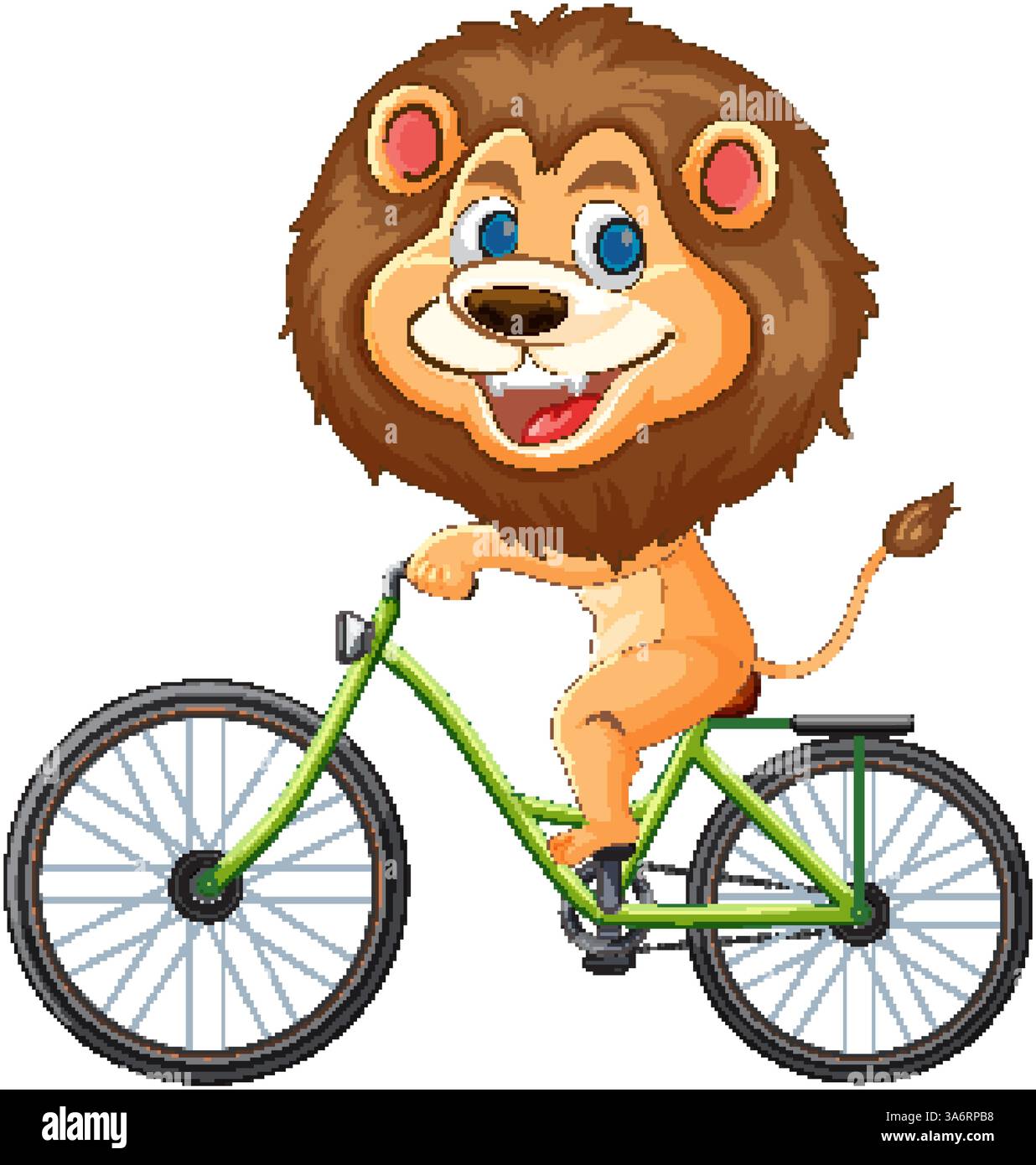A cheerful lion riding a green bicycle Stock Vector Image & Art - Alamy
