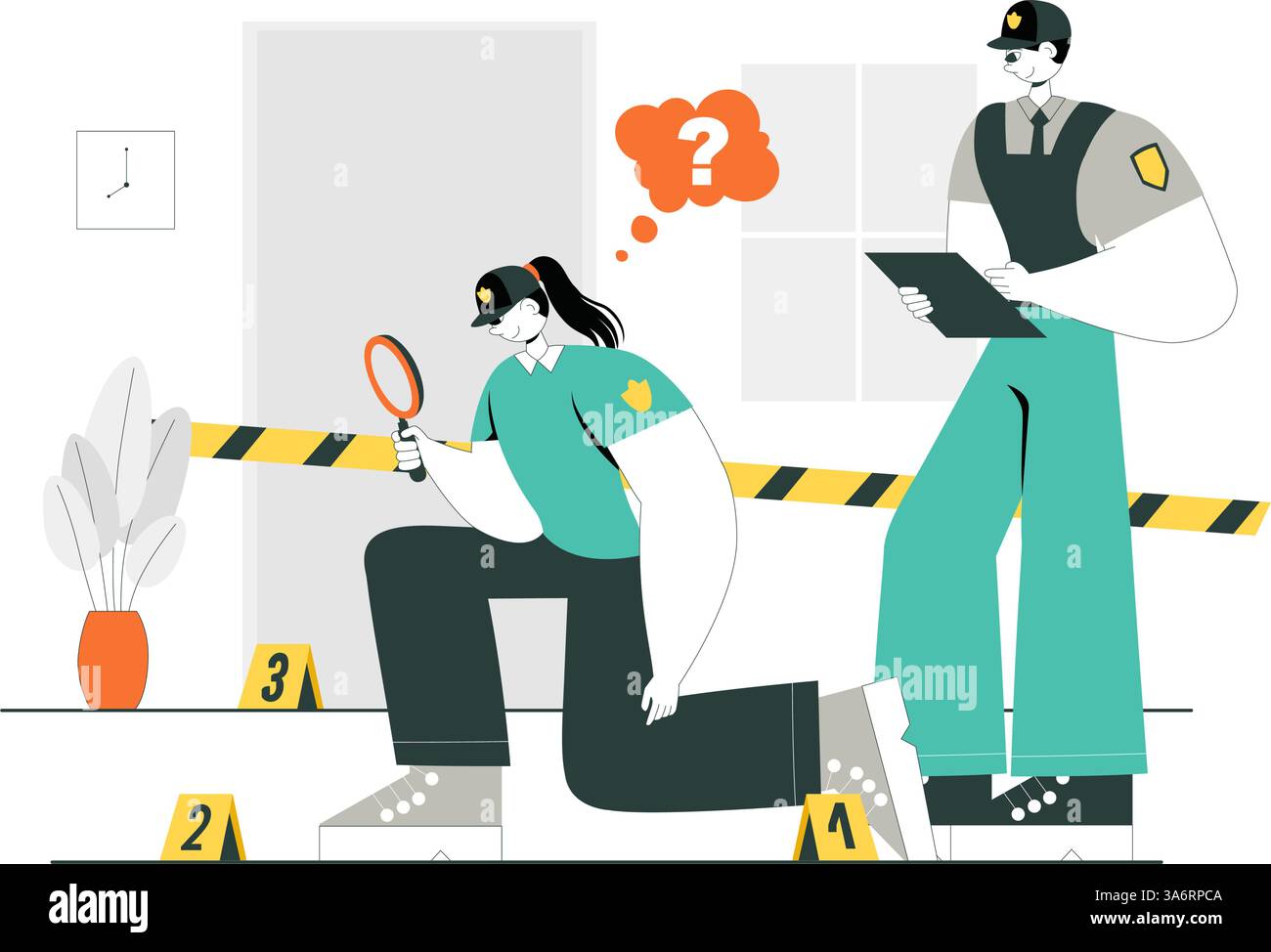 Crime Scene Investigation Illustration Featuring a Team of ...