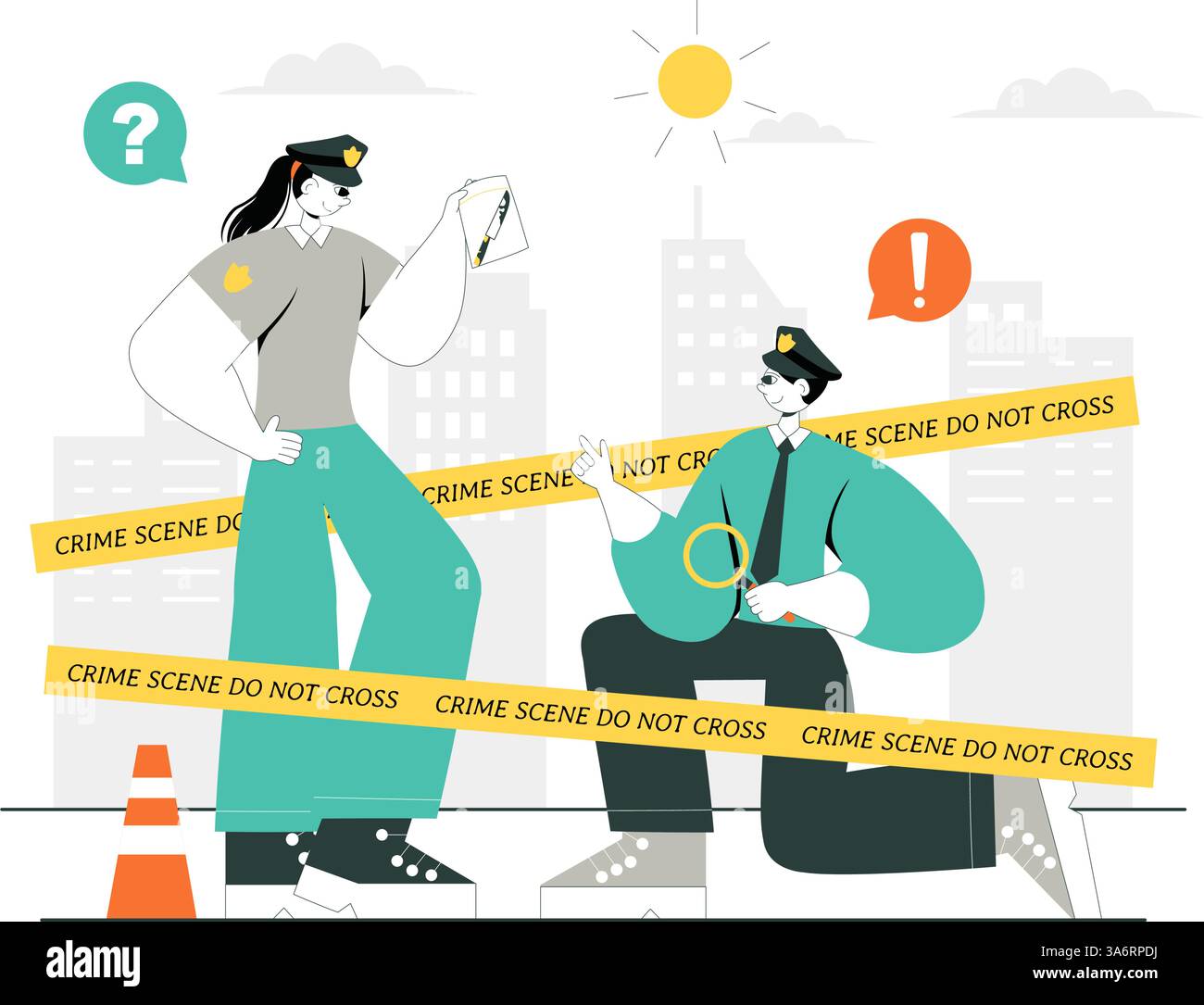 Crime Scene Investigation Illustration Featuring a Team of ...