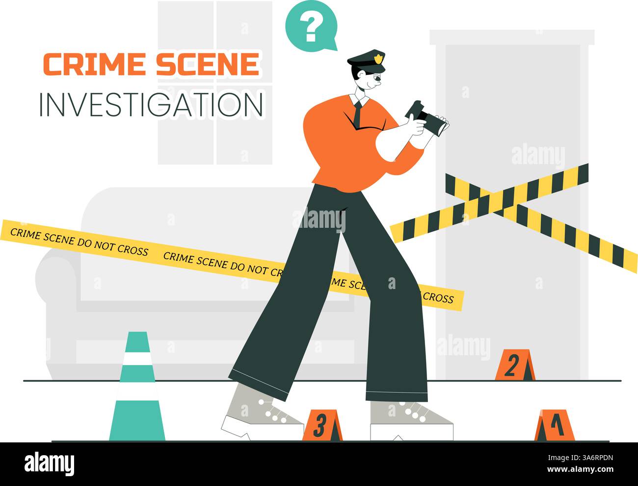 Crime Scene Investigation Illustration Featuring a Team of ...
