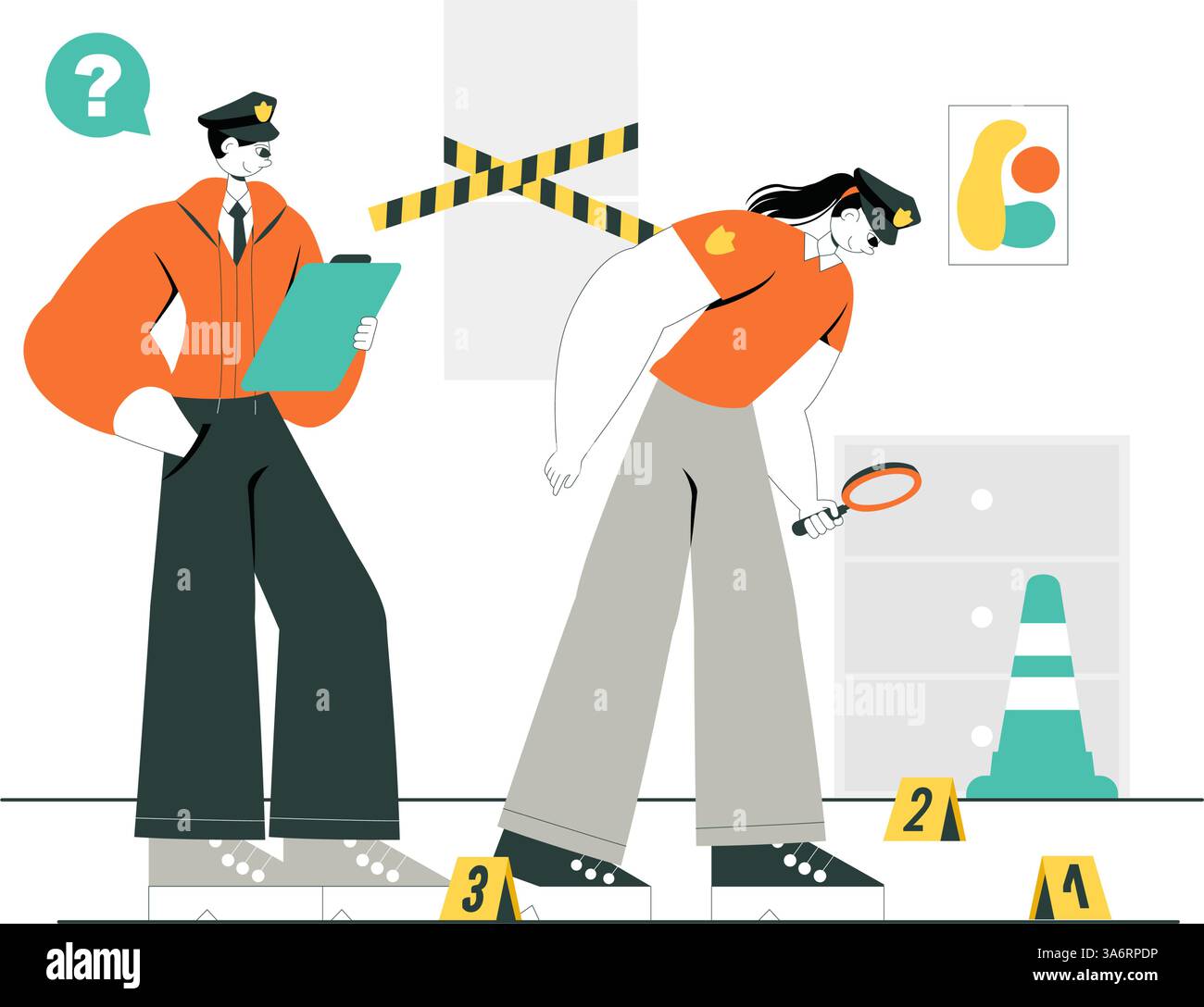 Crime Scene Investigation Illustration Featuring a Team of ...