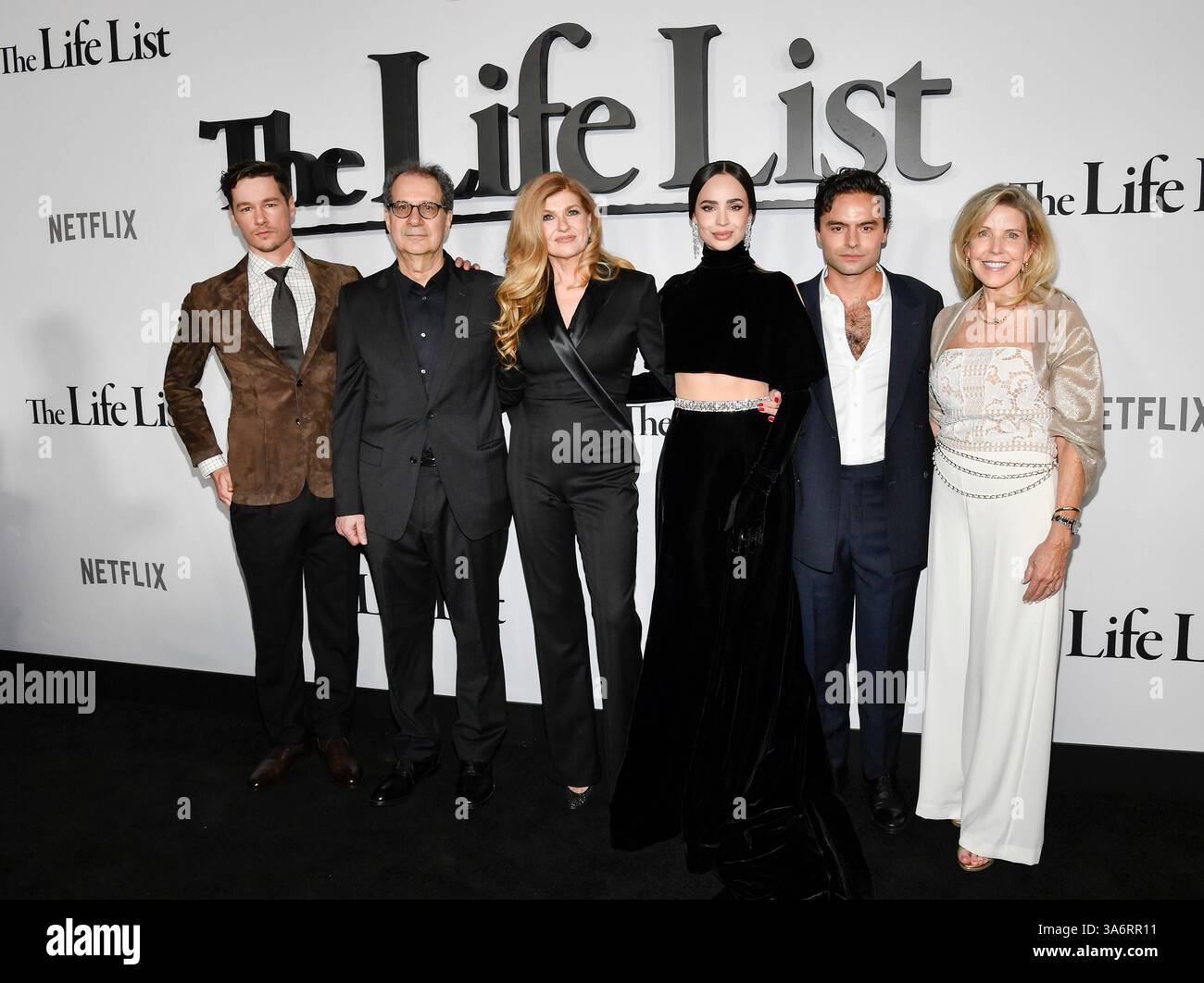 Kyle Allen, from left, Adam Brooks, Connie Britton, Sofia Carson ...