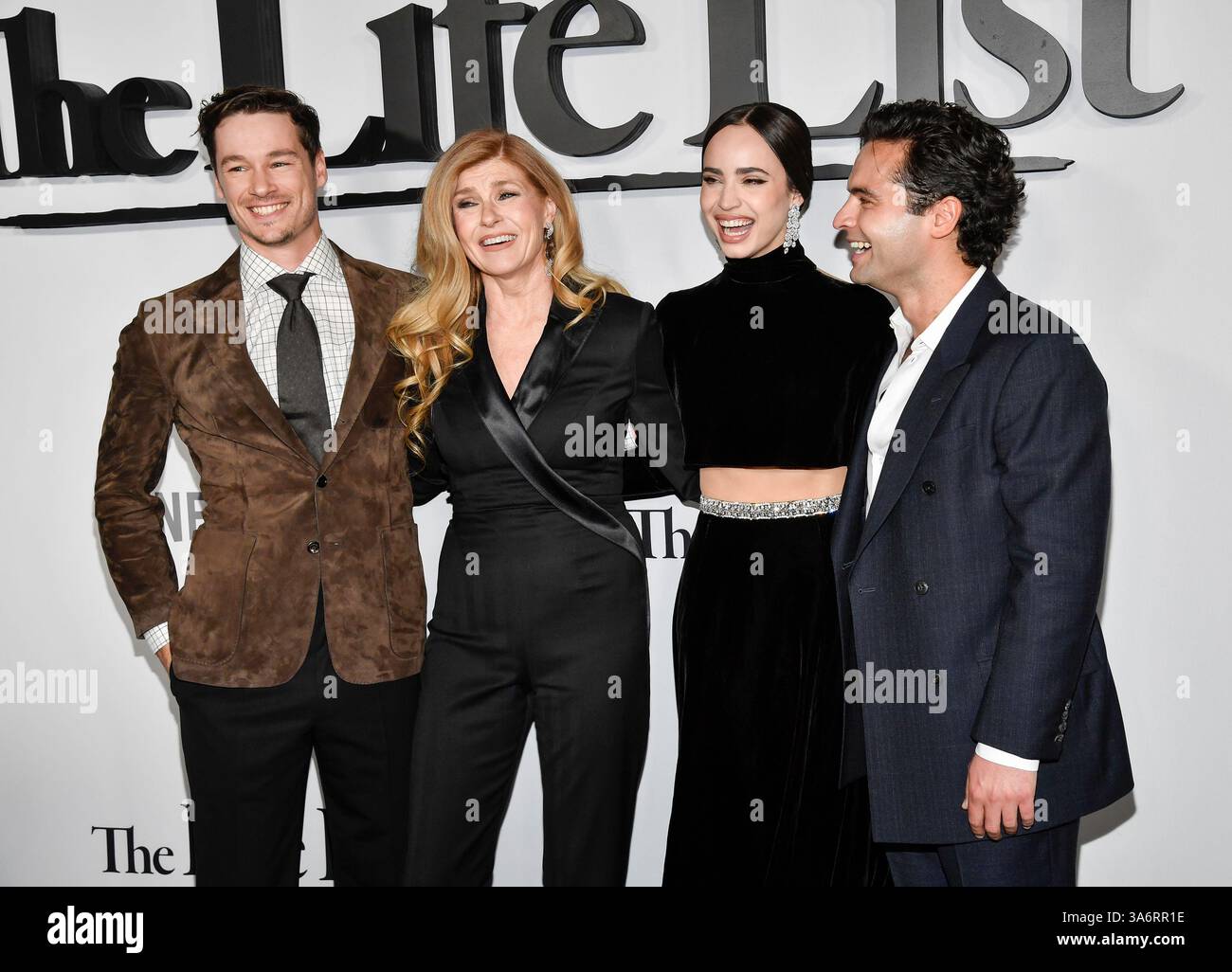 Kyle Allen, from left, Connie Britton, Sofia Carson and Sebastian de ...