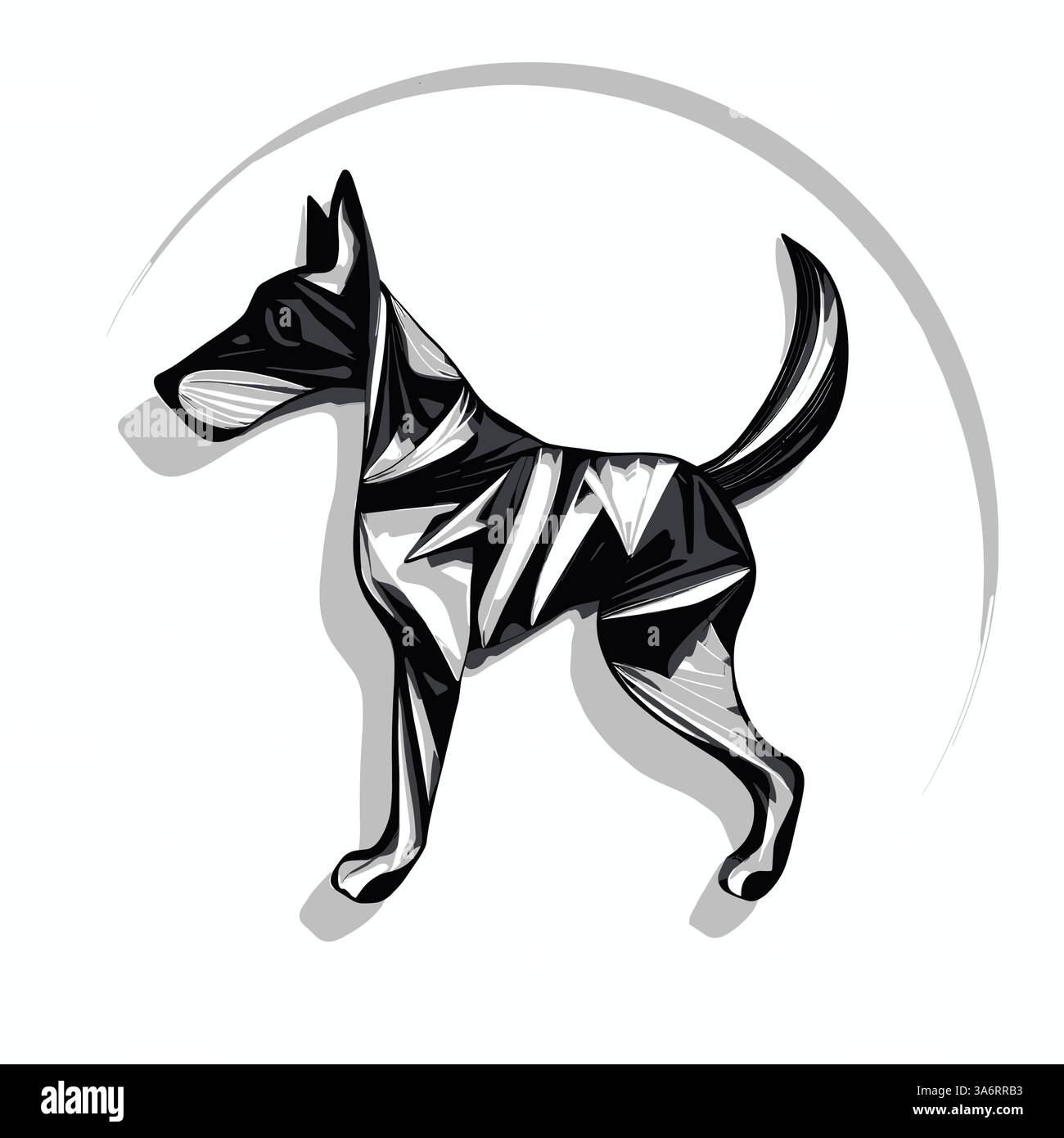 This emblem showcases a stylized dog with sharp, angular lines, perfect ...