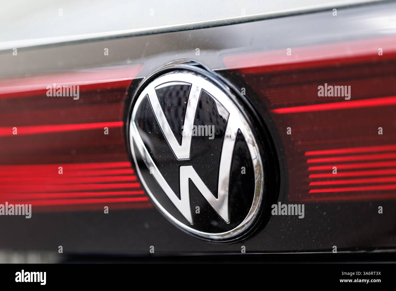 Munich, Germany. 25th Mar, 2025. The Volkswagen brand logo can be seen ...