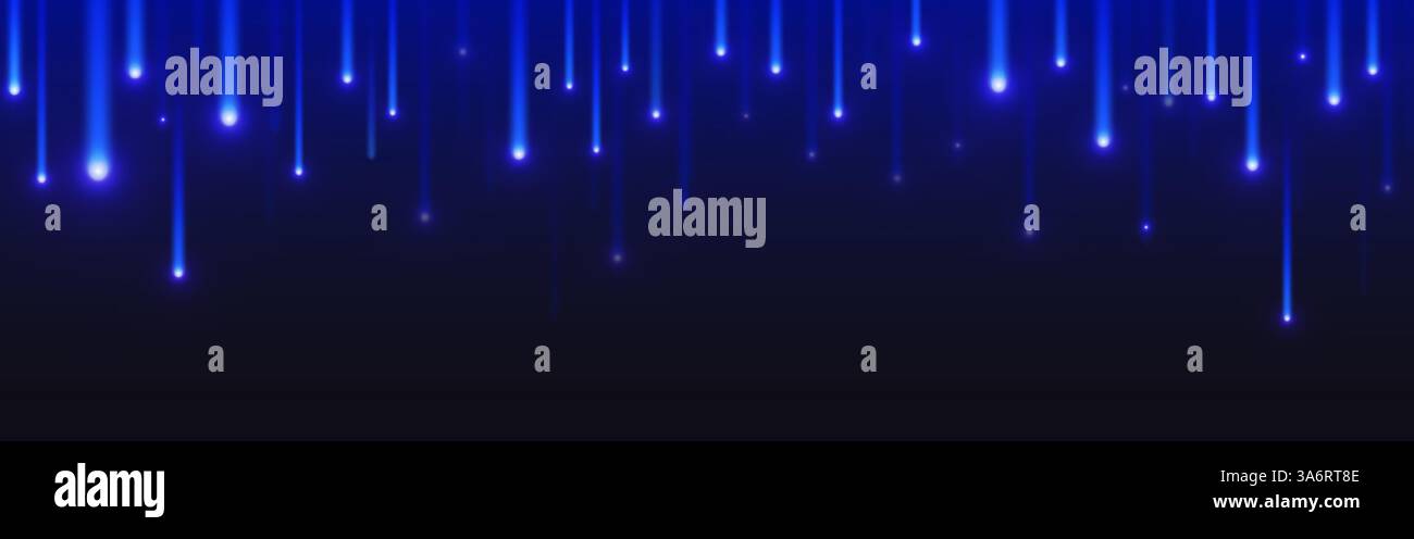 Abstract meteor rain on blue background. Vector realistic illustration ...