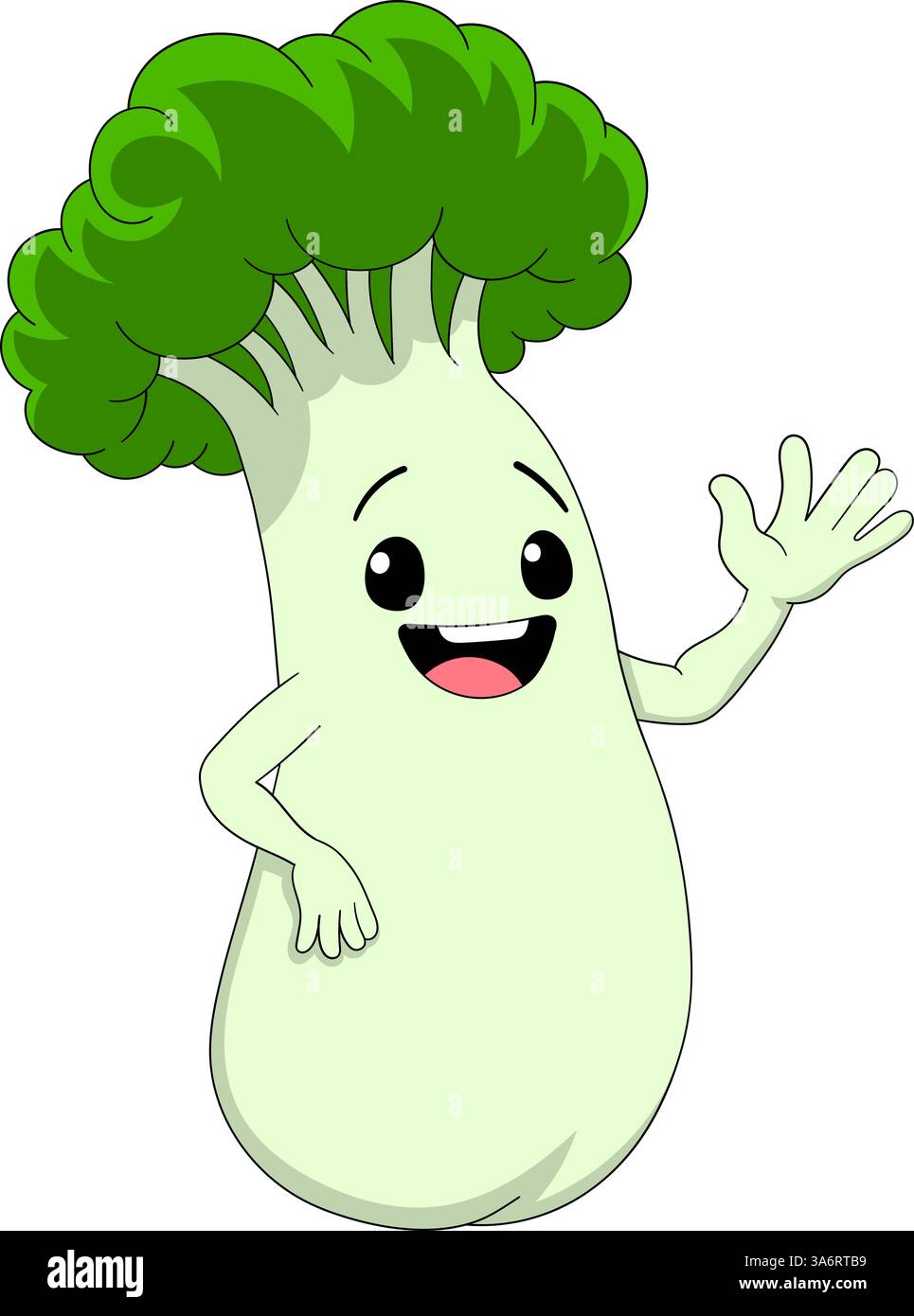 This image features a cheerful green vegetable cartoon character with a ...