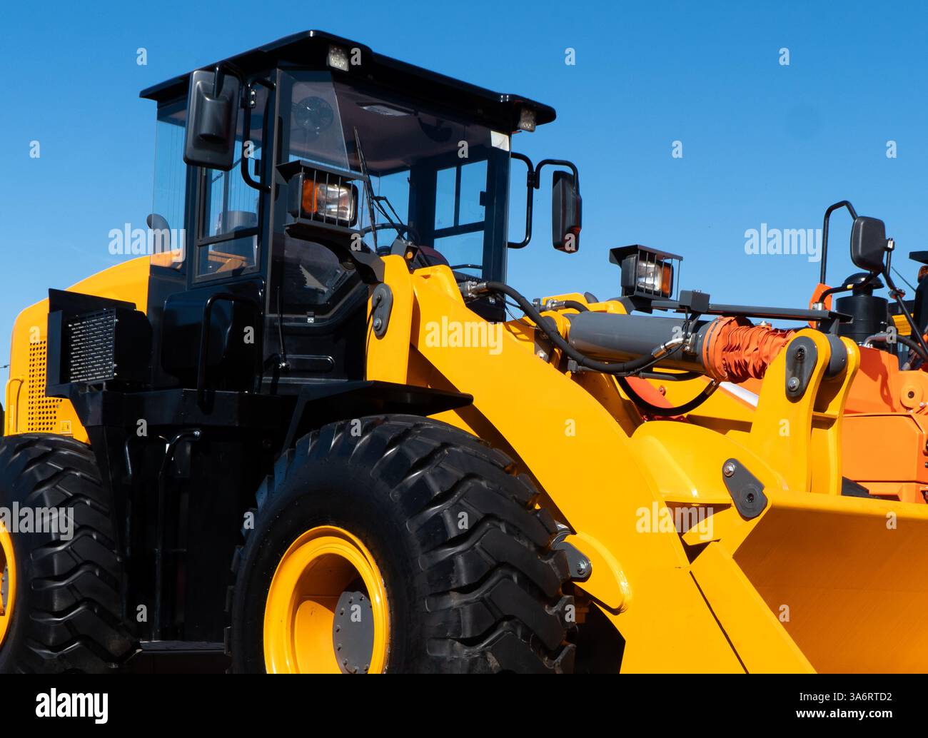 New modern loader or bulldozer excavator exterior details background ...