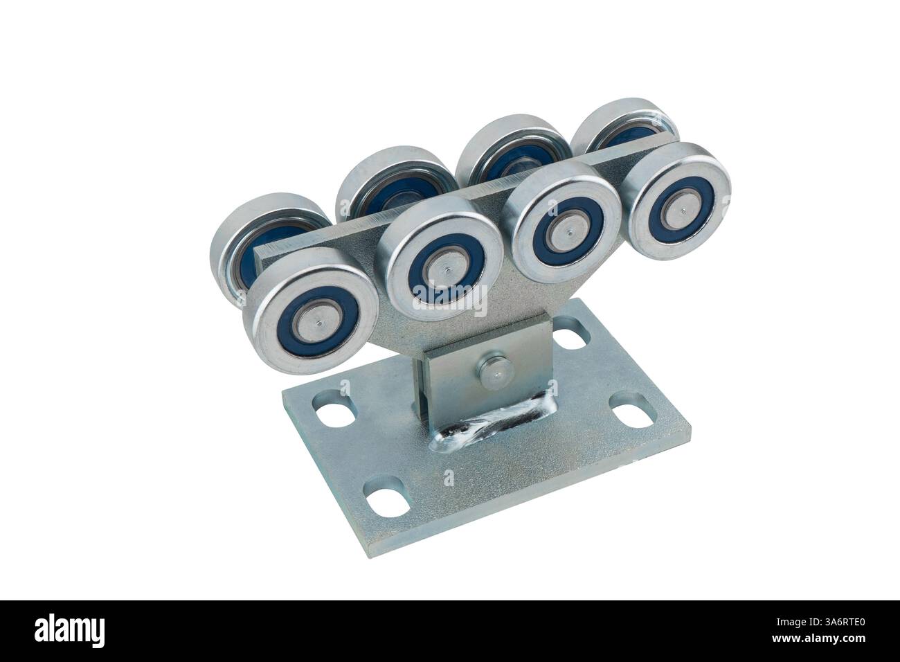 Steel wheel with bearing for sliding gates isolated on white background ...