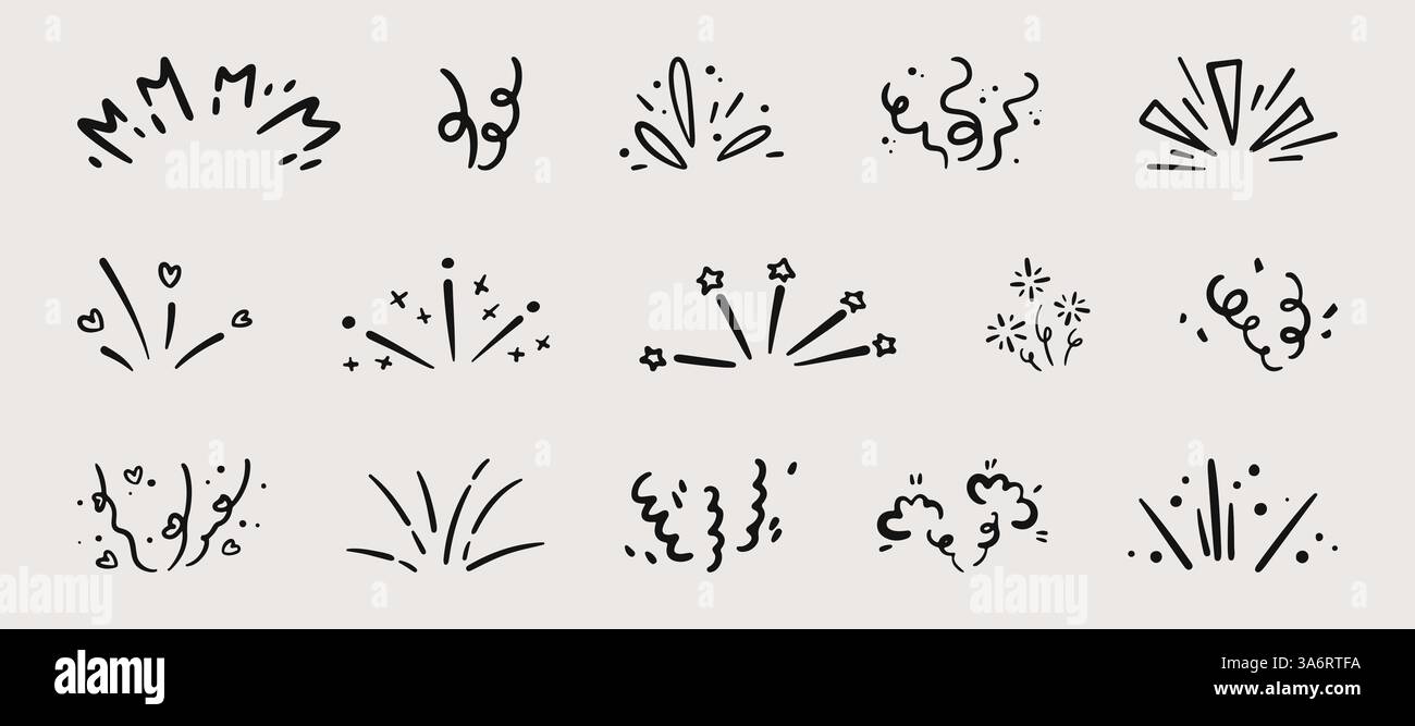 Festive firework explosion set isolated on white background. Vector ...