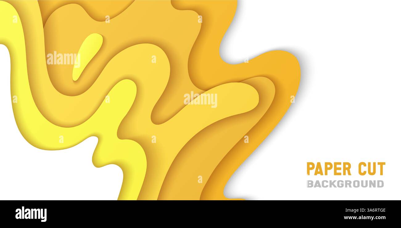 Papercut topography background with layered wavy curves, rounded 3d ...