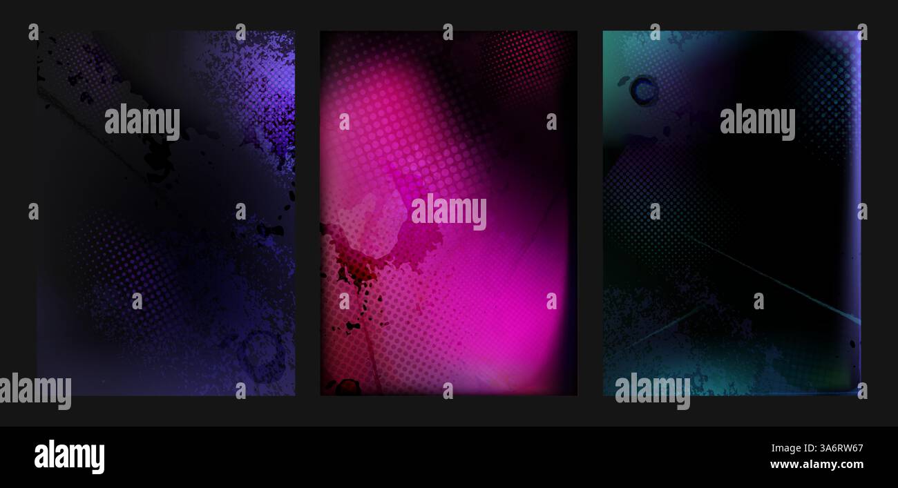 Punk grunge halftone backgrounds set with distressed texture. Abstract ...