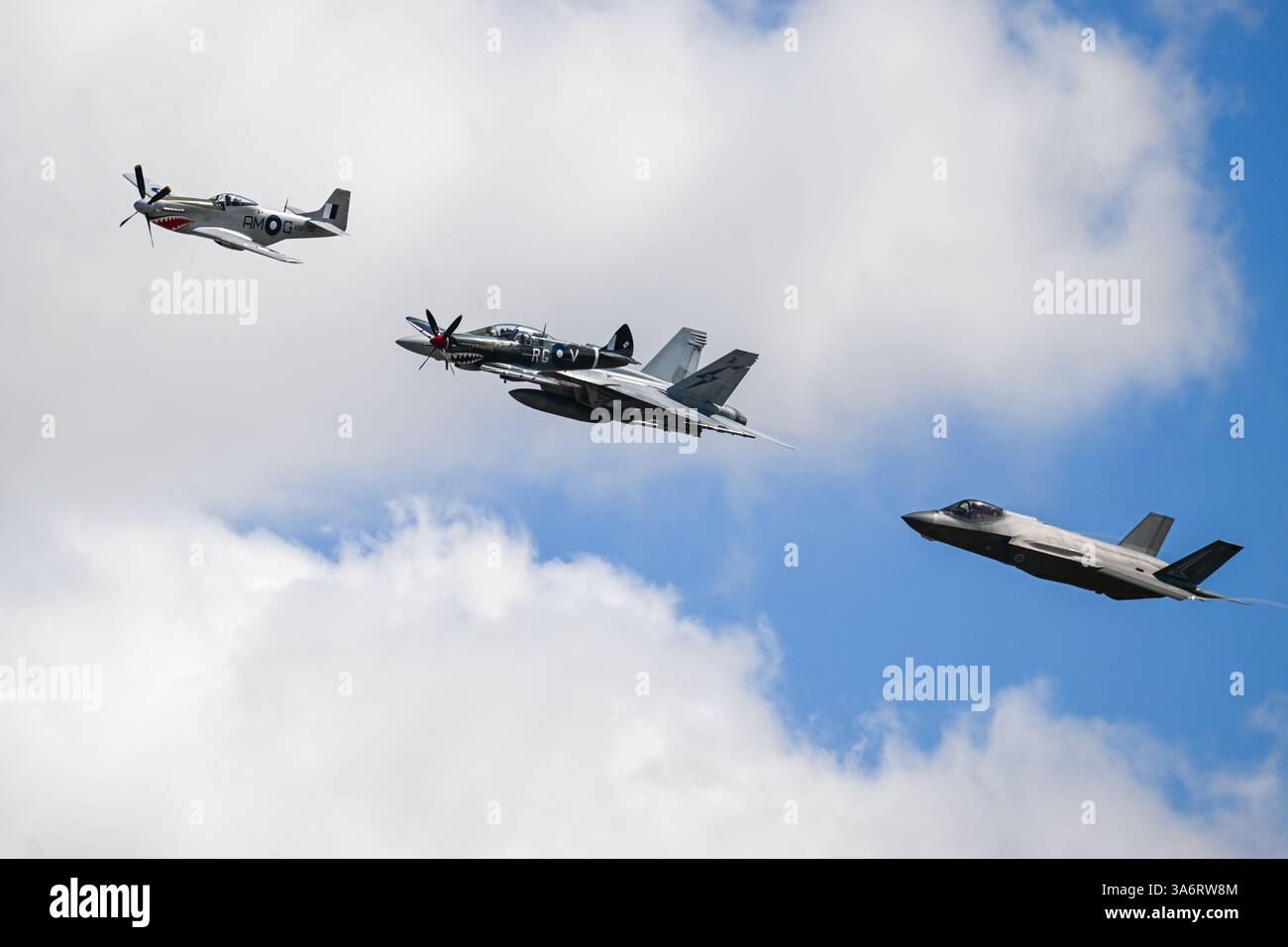 Melbourne, Australia. 25th Mar, 2025. Four different planes fly in ...