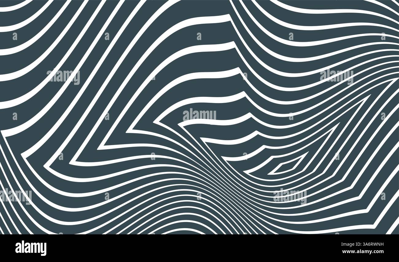 Optic art illustration of black and white squares. The geometric background by stripes. 3d ...