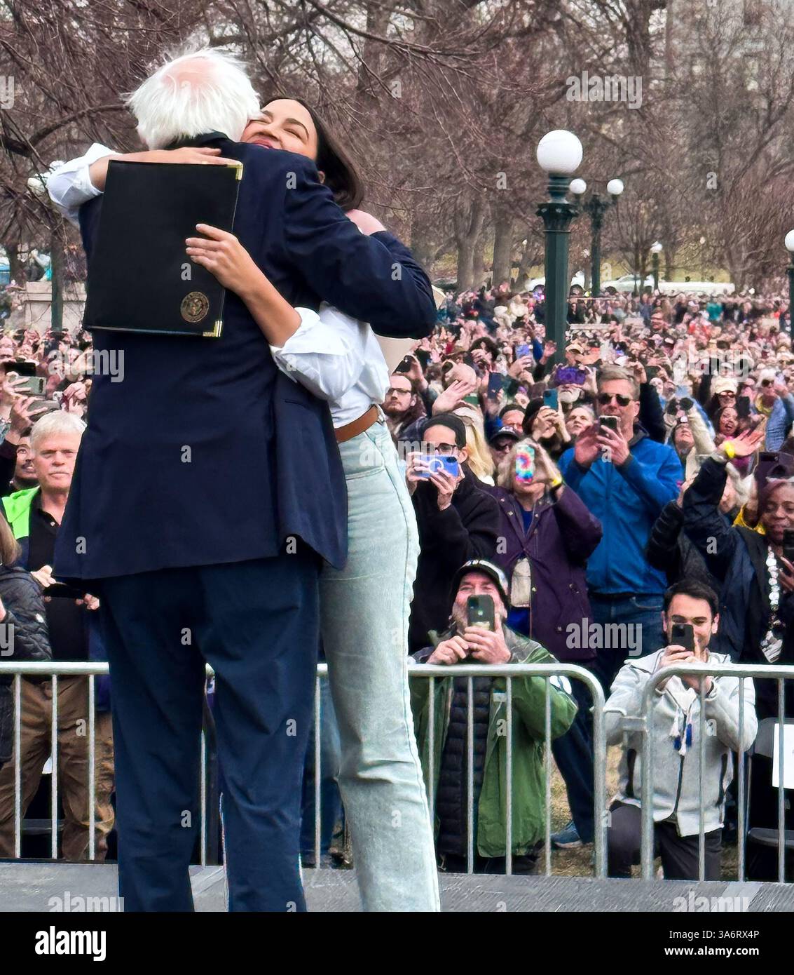 Denver, Colorado – USA – 03-21-25: Senator Bernie Sanders embraces ...