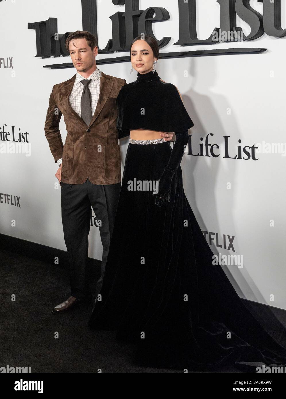 New York, NY, March 25, 2025: Kyle Allen and Sofia Carson wearing dress ...