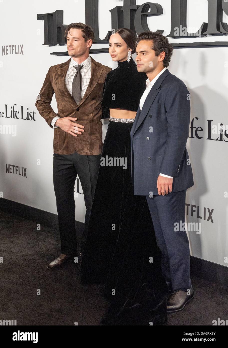 New York, NY, March 25, 2025: Kyle Allen, Sofia Carson wearing dress by ...